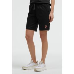 Sporthose SOCCX, Damen, Gr. XL, Normalgr&ouml;&szlig;en, schwarz, Sweatware, Material: 50% Baumwolle, 50% Polyester, bedruckt, regular fit kurz, Hosen Sporthose, mit Elastikbund und Kordel