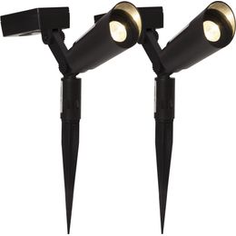 LED Solarleuchte "Solar-Spotlight Powerspot", schwarz, B:5cm H:15cm L:5cm T:20cm, Parforce Traditional Hunting, Leuchten, 2er-Set, kompakte Spotlights, 15Lm warmwei&szlig;, D&auml;mmerungssensor