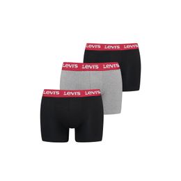Levi's Boxershorts LEVI'S "Boxershort Repeat Logo Boxer Brief 3P 3er Pack", Herren, Gr. L, bunt (schwarz, hellgrau, rot), Obermaterial: 95% Baumwolle CO. 5% Elasthan EL., Unterhosen