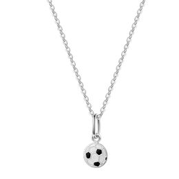 Kette mit Anh&auml;nger ZEEme "925/- Sterling Silber rhodiniert Fu&szlig;ball", mehrfarbig, Halsketten, Damen, 45,0cm, Silber 925 (Sterlingsilber), L: 45 B: 6mm, gl&auml;nzend, B:6mm