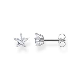Paar Ohrstecker Thomas Sabo "Kleine Sterne", silberfarben, wei&szlig;, wei&szlig;, Ohrringe, Damen, Silber 925 (recycelt), mit Zirkonia