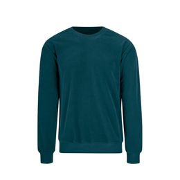 Sweatshirt TRIGEMA "TRIGEMA Nicki-Shirt", Damen, Gr. 3XL, saphir, Nicki, 80% Baumwolle, 20% Polyester, lang, Rundhals, Sweatshirts Sweatshirt