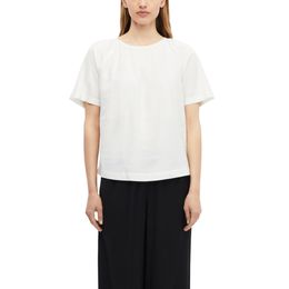 Kurzarmbluse s.Oliver, Damen, Gr. 36, wei&szlig;, Web, Obermaterial: 52% Leinen, 48% Viskose, unifarben, h&uuml;ftbedeckend, Rundhals, abgesteppte Kante, Blusen, Sommerbluse mit Bindeband im R&uuml;cken