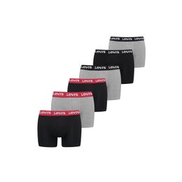 Levi's Boxershorts LEVI'S "Boxershort Repeat Logo Boxer Brief 6P ECOM 6er Pack", Herren, Gr. M, bunt (schwarz, grau), Obermaterial: 95% Baumwolle CO. 5% Elasthan EL., Unterhosen