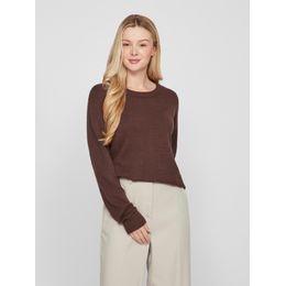 Rundhalspullover Vila "VIRIL O-NECK L/S KNIT TOP - NOOS", Damen, Gr. L, coffee bean, Feinstrick, Obermaterial: 50% Viskose, 27% Nylon, 23% Polyester, unifarben, regular fit normal, Rundhals, Rippb&uuml;ndchen, Pullover Rundhalspullover, Viskosemischung, regular fit