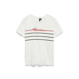 V&eacute;ro Moda Kurzarmshirt VERO MODA "VMLINE SS TOP BOX JRS", Damen, Gr. M, snow wei&szlig; print:bloom, Jersey, Obermaterial: 100% Baumwolle, bedruckt, regular fit normal, Rundhals, Shirts, Baumwolle, regular fit