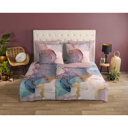 Wendebettw&auml;sche Good Morning "Marley", rosa, B/L: 155cm x 220cm, 1 Stk., 1 Stk., Renforc&eacute;, B/L: 80cm x 80cm, 2, Renforc&eacute;, Obermaterial: 100% Baumwolle, Bettw&auml;sche, Wendebettw&auml;sche, 100% Baumwolle, Renforc&eacute;, Rei&szlig;verschluss, Wendeoptik, Marmor