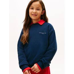 Sweatshirt Tommy Hilfiger, M&auml;dchen, Gr. 4 (104), schwarz night navy, Sweatware, Obermaterial: 80% Baumwolle, 20% Polyester, unifarben, regular fit normal, Rundhals, eingesetzt B&uuml;ndchen, Sweatshirts Sweatshirt, Regular fit, f&uuml;r Kinder bis 16 Jahre