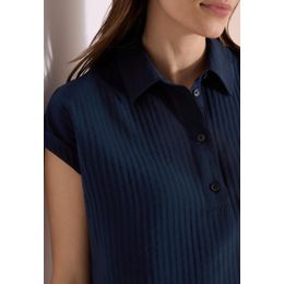 Kurzarmbluse Cecil, Damen, Gr. XS (36), universal blau, Stoff, 76% Viskose, 24% Polyamid, unifarben, klassisch normal, V-Ausschnitt, B&uuml;ndchen, Blusen, mit Knopfleiste
