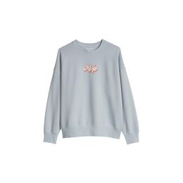 Marc O'Polo Sweatshirt MARC O'POLO "mit Logoprint auf beiden Seiten", M&auml;dchen, Gr. 164, blau, Obermaterial: 100% Baumwolle, unifarben, relaxed fit, Rundhals, Rippb&uuml;ndchen, Sweatshirts Sweatshirt
