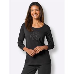 Langarmshirt "Shirt", Damen, Gr. 40/42, schwarz, 100% Baumwolle, unifarben, Shirts Langarmshirt