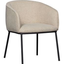 Esszimmerstuhl Woood "Leon", beige (natur), B:61cm H:77cm T:63cm, St&uuml;hle, Esszimmerstuhl, mit Boucl&eacute;-Stoff, 4-Fu&szlig;-Gestell, H 77 cm x B 61 cm