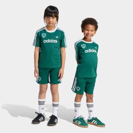T-Shirt & Shorts adidas originals "JERSEY SET", M&auml;dchen, Gr. 116, collegiate gr&uuml;n, wei&szlig;, Obermaterial: 100% Polyester, KOB Set-Artikel