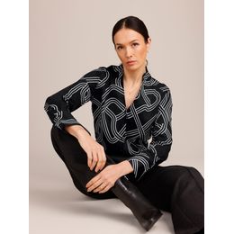 Druckbluse CREATION L PREMIUM, Damen, Gr. 40, schwarz, ecru, bedruckt, 100% Lyocell, bedruckt, gemustert, V-Ausschnitt, Blusen Druckbluse