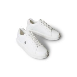 Sneaker Calvin Klein Jeans "CLASSIC CUPSOLE LACEUP LTH", Herren, Gr. 43, wei&szlig;, Leder, Lederimitat, unifarben, Schuhe Sneaker, Schn&uuml;rschuh, Freizeitschuh mit Fersenbesatz und seitlichem CK-Logo