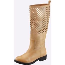Stiefel Heine, Damen, Gr. 36, beige, Synthetik, Schuhe Stiefel