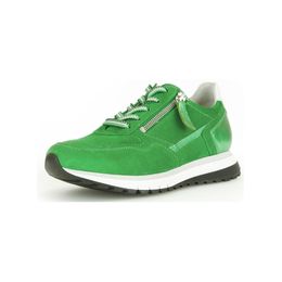Sneaker Gabor COMFORT "Gabor Comfort Sneaker Leder", Damen, Gr. 37,5, wei&szlig; (wei&szlig;, gr&uuml;n), Leder, Schuhe Sneaker