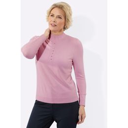 Stehkragenpullover CLASSIC "Stehkragen-Pullover", Damen, Gr. 42, rosa (ros&eacute;), 50% Viskose, 25% Polyester, 25% Polyamid, unifarben, Pullover Stehkragenpullover