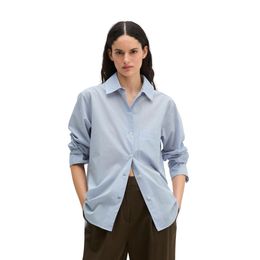 Marc O'Polo Langarmbluse MARC O'POLO, Damen, Gr. 36, morning blau, Web, Obermaterial: 100% Baumwolle, regular fit normal, lange Manschette, Blusen, mit Schleifchen-Detail regular aus Baumwoll-Chambray