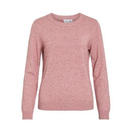 Rundhalspullover Vila "VIRIL O-NECK L/S KNIT TOP - NOOS", Damen, Gr. L, nostalgia rose detail:light melange, Feinstrick, Obermaterial: 50% Viskose, 27% Nylon, 23% Polyester, meliert, regular fit normal, Rundhals, Rippb&uuml;ndchen, Pullover Rundhalspullover, Viskosemischung, regular fit
