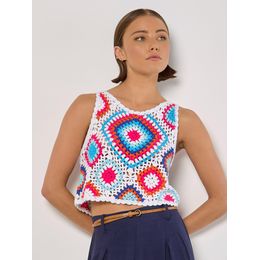 Stricktop Apricot "Top" Gr. 36, blau, Tops, Damen, S (36), Strick, Obermaterial: 100% Polyacryl PAN., gemustert, Stricktop, in Cop-L&auml;nge