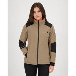 Fleecejacke DEPROC Active "Funktionsjacke Canada Women", Damen, Gr. 36/38 (M), braun, Fleece, 96% Polyester. 4% Elasthan, tailliert h&uuml;ftbedeckend, mit Daumenl&ouml;chern,mit Schneefang,mit verstellbarem Klettverschluss, Jacken Fleecejacke