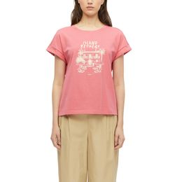 Kurzarmshirt s.Oliver, Damen, Gr. 40, marsala pink, Jersey, Obermaterial: 100% Baumwolle, bedruckt, normal h&uuml;ftbedeckend, Rundhals, abgesteppte Kante, Shirts, Sommershirt mit Print