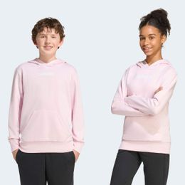 Kapuzensweatshirt adidas Sportswear "ESSENTIALS KIDS HOODIE", M&auml;dchen, Gr. 140, clear pink, wei&szlig;, Obermaterial: 71% Baumwolle, 29% Polyester, normal, Rundhals, angesetztes B&uuml;ndchen, Sweatshirts