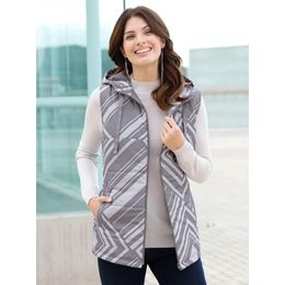 Steppweste Classic Basics, Damen, Gr. 44, grau (grau, wei&szlig;, bedruckt), 100% Polyester, Wattierung:100% Polyester, gemustert, mehrfarbig, Westen Steppweste