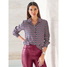 Langarmbluse Heine, Damen, Gr. 34, bunt (bordeaux, moos, bedruckt), 100% Viskose, bedruckt, gemustert, mehrfarbig, Blusen