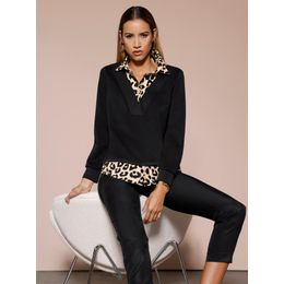 CR&Eacute;ATION L Sweatshirt CREATION L, Damen, Gr. 48, schwarz (schwarz, sand), 50% Modal, 44% Polyester, 6% Elasthan, Innenteil:100% Baumwolle, gemustert, unifarben, Sweatshirts Sweatshirt