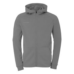 Trainingsjacke Kempa "Kapuzenjacke STMNT Kids", M&auml;dchen, Gr. 140, grau (steingrau), Obermaterial: 72% Baumwolle CO(Bio). 28% Polyester Pol. recyc.., Jacken Trainingsjacke