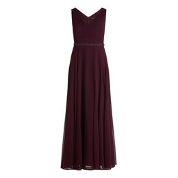 Abendkleid Vera Mont "Damen mit Plissee", Damen, Gr. 36, Normalgr&ouml;&szlig;en, strong aubergine, Chiffon, Obermaterial: 100% Polyester. Besatz: 100% Polyester. Futter: 100% Polyester, festlich, ausgestellt lang, V-Ausschnitt, Kleider Abendkleid, Dekoelemente