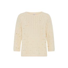 Strickpullover Brax "Style NALA", Damen, Gr. 40, ecru, Strick, 100% Baumwolle, Rundhals, Pullover Strickpullover
