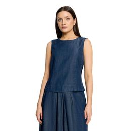 Blusentop Cartoon "Damen ohne Arm", Damen, Gr. 36, dunkelblau denim, Obermaterial: 83% Lyocell, 17% Baumwolle, schmal normal, Rundhals, Blusen Blusentop