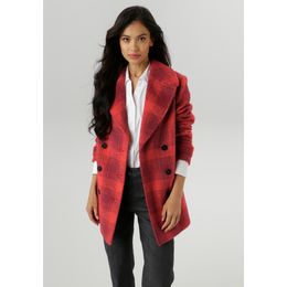 Cabanjacke Aniston SELECTED, Damen, Gr. 48, hellrot, dunkelrot, lila, kariert, Web, Obermaterial: 100% Polyester. Futter: 100% Polyester, kariert, l&auml;ssig geschnitten Po-bedeckend, Jacken, mit zwei Eingriffstaschen