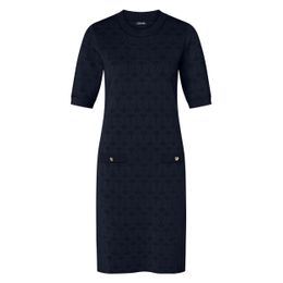 JOOP! Strickkleid JOOP "Kulana", Damen, Gr. 36, N-Gr, dunkelblau, Strick, Obermaterial: 84% Viskose, 16% Polyester, regular fit Midi, Rundhals, eingesetzt angesetztes B&uuml;ndchen, Kleider Strickkleid, Regular fit mit Markenlogomuster