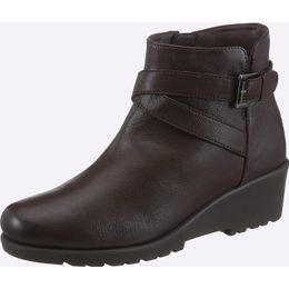 Keilstiefelette Heine, Damen, Gr. 38, braun, Glattleder, Leder, Rindsleder, Schuhe