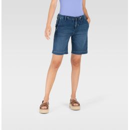Shorts MAC "JOG&acute;N SHORT", Damen, Gr. 38, N-Gr, blau (new basic wash), Web, Obermaterial: 74% Baumwolle, 24% Polyester, 2% Elasthan, unifarben, regular fit kniefrei, Hosen Shorts, Sommerhose im Four-Pocket Style
