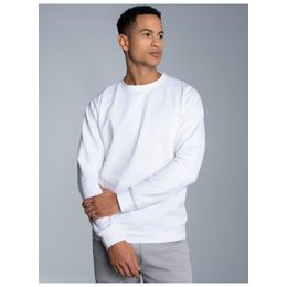 Sweatshirt TRIGEMA "TRIGEMA Sweatshirt", Herren, Gr. L, wei&szlig;, Sweatware, 70% Baumwolle, 30% Polyester, Basic, lang, Rundhals, Sweatshirts Sweatshirt