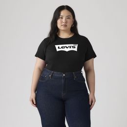 LEVI'S&reg; PLUS T-Shirt LEVI'S PLUS "PERFECT TEE", Damen, Gr. XL (46/48), wei&szlig; w mineral schwarz, Jersey, Obermaterial: 100% Baumwolle, bequem normal, Rundhals, Shirts T-Shirt, Figurumspielende Passform