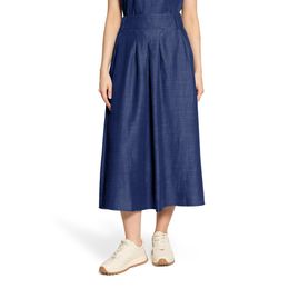 Maxirock Cartoon "Damen mit Taschen", Damen, Gr. 34, blau (dunkelblau denim), Obermaterial: 83% Lyocell, 17% Baumwolle, ausgestellt lang, R&ouml;cke Maxirock
