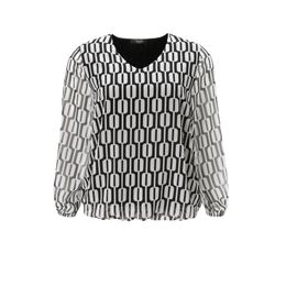 Schlupfbluse ANISTON PLUS, Damen, Gr. 50, schwarz, wei&szlig;, Web, Obermaterial: 100% Polyester. Futter: 95% Viskose, 5% Elasthan, figurumspielend Po-bedeckend, V-Ausschnitt, mit Gummizug, Blusen Schlupfbluse, mit grafischen Druck