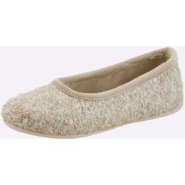 Hausschuh, Damen, Gr. 36, beige (ecru), Schuhe Hausschuh