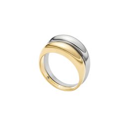 Fingerring Fossil "Schmuck Geschenk Edelstahl ELLIS" Gr. 18, gelbgoldfarben, edelstahlfarben, Fingerringe, Damen, 18, Edelstahl, 5mm, Fingerring