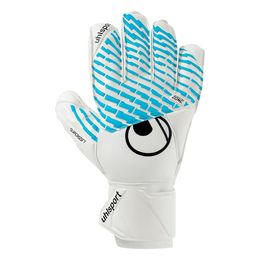 Torwarthandschuhe Uhlsport "Torwarthandschuhe FM Cybertec Supersoft", Herren, Gr. 7.5, wei&szlig; (wei&szlig;, cyberblau, schwarz), Obermaterial: 81% Gummi rubber. 13% Polyester PES. 6% Nylon NY., Handschuhe