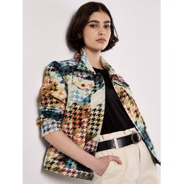 Kurzjacke Apricot "Jacke", Damen, Gr. 12, blau (navy), Obermaterial: 100% Polyester PES., kariert, normal taillenlang, Manschetten, Jacken Kurzjacke, mit Hahnentrittmuster und Knopfleiste