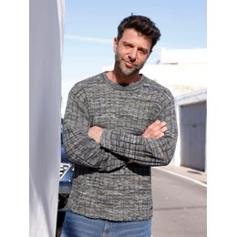 Strickpullover Marco Donati "Pullover", Herren, Gr. 56/58, grau (steingrau, camel, meliert), 70% Polyacryl, 30% Wolle, meliert, Pullover Strickpullover