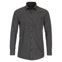 Langarmhemd Casamoda "Casamoda Freizeithemd Print", Herren, Gr. XL, Normalgr&ouml;&szlig;en, grau (dunkelgrau), 100% Baumwolle, bedruckt, comfort fit, Hemden