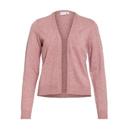 Cardigan Vila "VIRIL SHORT L/S KNIT CARDIGAN-NOOS", Damen, Gr. L, nostalgia rose detail:light melange, Feinstrick, Obermaterial: 50% Viskose, 28% Polyester, 22% Nylon, meliert, regular fit normal, V-Ausschnitt, Rippstrickb&uuml;ndchen, Strickjacken, Materialmix, regular fit